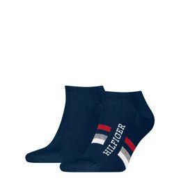 Sneakersocken Tommy Hilfiger "TH MEN SNEAKER 2P HILFIGER TAB", Herren, Gr. 43-46, blau (navy), Baumwollmischung, normal, Socken Sneakersocken, Atmungsaktiv, Markenlogo