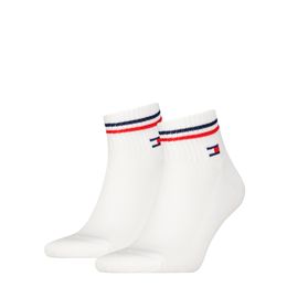 Kurzsocken Tommy Hilfiger "TH UNI TJ QUARTER 2P ICONIC", Herren, Gr. 35-38, weiß, Baumwollmischung, Socken, Half-Terry-Sohle für zusätzlichen Komfort
