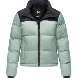 Steppjacke Ragwear "Serah", Damen, Gr. XXL (44), grau (graugrün), Obermaterial 1: 100% Nylon, Obermaterial 2: 100% Polyester, Innenfutter: 100% Polyester, Wattierung: 100% Polyester, lässig geschnitten hüftbedeckend, hoch geschlossener Ausschnitt, eng Strickbündchen, Jacken, stylische Damen Winterjacke im Colourblocking-Design