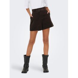 Shorts Only "ONLNESSA HW BELT CORD SHORTS CC PNT", Damen, Gr. XS (34), N-Gr, seal braun, Cord, Obermaterial: 100% Baumwolle, unifarben, regular fit kurz, Hosen