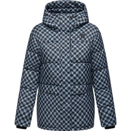Steppjacke Ragwear "Wikesh Print", Damen, Gr. S (36), blau (hellblau), Obermaterial: 100% Polyester, Innenfutter: 100% Polyester, Wattierung: 100% Polyester, gerade Po-bedeckend, hoch geschlossener Ausschnitt, Ärmel ohne Ärmelschlitz Strickbündchen, Jacken, Wasserdichte Damen Winterjacke mit Hahnentritt-Muster