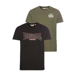 T-Shirt Lonsdale "HAWTON", Herren, Gr. 4XL, grün (schwarz, olive), Obermaterial: 100% Baumwolle, Shirts, Doppelpack