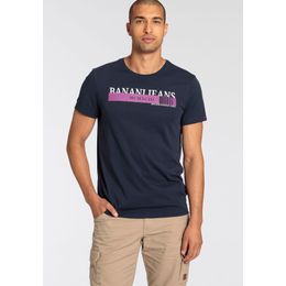 T-Shirt Bruno Banani, Herren, Gr. XXL (60/62), blau (marine), Single Jersey, Obermaterial: 100% Baumwolle, bedruckt, schmal, Rundhals, Shirts T-Shirt, kurze &Auml;rmel, schmale Passform, bedruckt, Rundhalsausschnitt