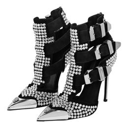 Philipp Plein Sandaletten mit Absatz - Sandaletten Skull Mit Schmucksteinen - Gr. 40 (EU) - in Silber - f&uuml;r Damen