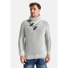 Cipo & Baxx Kapuzenpullover CIPO & BAXX, Damen, Gr. L, grau, Strick, Obermaterial: 100% Polyacryl, unifarben, regular fit, Rundhals, Pullover Kapuzenpullover