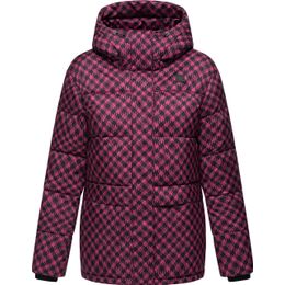 Steppjacke Ragwear "Wikesh Print", Damen, Gr. XXXL(46), pink (fuchsia), Obermaterial: 100% Polyester; Innenfutter: 100% Polyester; Wattierung: 100% Polyester, gerade Po-bedeckend, hoch geschlossener Ausschnitt, &Auml;rmel ohne &Auml;rmelschlitz Strickb&uuml;ndchen, Jacken Steppjacke, Wasserdichte Damen Winterjacke mit Hahnentritt-Muster
