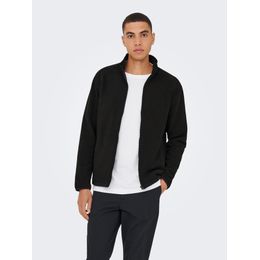 Only & Sons Kapuzensweatjacke ONLY & SONS "ONSAKEEM FULL ZIP REG SWEAT OTL", Herren, Gr. XL, meteorite, angeraute Sweatware, Obermaterial: 100% Polyester, unifarben, regular fit, Rippbündchen, Sweatjacken