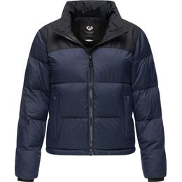 Steppjacke Ragwear "Serah", Damen, Gr. XXXL(46), blau (navy), Obermaterial 1: 100% Nylon; Obermaterial 2: 100% Polyester; Innenfutter: 100% Polyester; Wattierung: 100% Polyester, l&auml;ssig geschnitten h&uuml;ftbedeckend, hoch geschlossener Ausschnitt, eng Strickb&uuml;ndchen, Jacken Steppjacke, stylische Damen Winterjacke im Colourblocking-Design