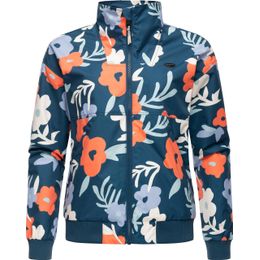 Outdoorjacke Ragwear "Goona Print", Damen, Gr. M (38), blau (petrol), Obermaterial: 100% Polyester; Innenfutter: 100% Polyester, l&auml;ssig geschnitten h&uuml;ftbedeckend, &Auml;rmel ohne &Auml;rmelschlitz Rippstrickb&uuml;ndchen, Jacken Outdoorjacke, Wasserdichte &Uuml;bergangsjacke mit modischem Allover-Print