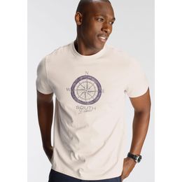 T-Shirt DELMAO, Herren, Gr. 3XL (64/66), beige, Single Jersey, Obermaterial: 100% Baumwolle, bedruckt, normal, Rundhals, Shirts T-Shirt, Kurzarm, bedruckt, Rundhals, aus Baumwolle