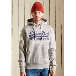 Kapuzensweatshirt Superdry "VL NS HOOD", Herren, Gr. L (48), grau (grau marl), angeraute Sweatware, Obermaterial: 56% Baumwolle, 44% Polyester, meliert, schmal, Rundhals, Rippbündchen, Sweatshirts