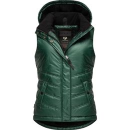 Steppweste Ragwear "Hesty Bling", Damen, Gr. XS (34), gr&uuml;n, Obermaterial: 100% Nylon; Innenfutter: 100% Polyester; Wattierung: 100% Polyester, gerade h&uuml;ftbedeckend, hoch geschlossener Ausschnitt, Westen Steppweste, Wasserdichte Outdoor-Weste mit abnehmbarer Kapuze