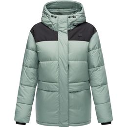 Anorak Ragwear "Wikesh", Damen, Gr. S (36), grau (graugrün), Obermaterial 1: 100% Nylon, Obermaterial 2: 100% Polyester, Innenfutter: 100% Polyester, Wattierung: 100% Polyester, lässig geschnitten hüftbedeckend, hoch geschlossener Ausschnitt, eng Strickbündchen, Jacken, stylische Winter Steppjacke mit Colourblocking