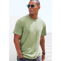 T-Shirt John Devin "mit Slub-Garn Struktur", Herren, Gr. S (44/46), grün (khaki), Slub, Obermaterial: 100% Baumwolle, meliert, bequem normal, Rundhals, abgesteppte Kante, Shirts, aus leichter, strukturierter Baumwollqualität