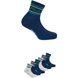 Freizeitsocken Fila "MAN LIFESTYLE QUARTER SOCKS", Herren, Gr. 43-46, blau (navy sand), Baumwollmischung, unifarben, Socken, mit auff&auml;lligem Logoschriftzug