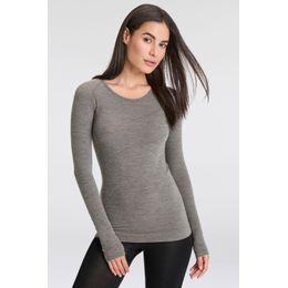 Unterhemd XTREME SOCKSWEAR "LADIES THERMAL WOOL UNDERSHIRT", Damen, Gr. L, N-Gr, grau (grau melange), Obermaterial: 50% Wolle, 47% Polyamid, 3% Elasthan, meliert, k&ouml;rpernah, Rundhals, Unterhemden Unterhemd, lang&auml;rmelig und kuschelig weich, perfekt f&uuml;r kalte Wintertage