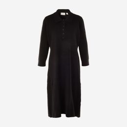 Schwarzes gestricktes Midikleid im Polo-Stil