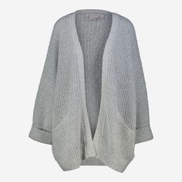 Graue Strickjacke mit Melange-Muster