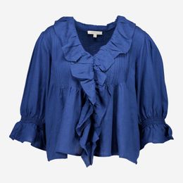 Blaue Bluse mit V-Ausschnitt
