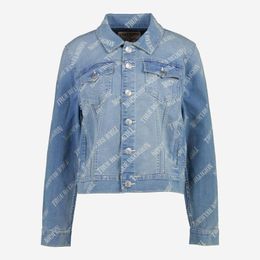 True Religion Blaue Jeansjacke mit Logomuster