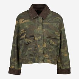 Gr&uuml;ne Jeansjacke mit Camo-Muster