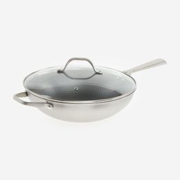 Wok aus Edelstahl mit Deckel 32cm