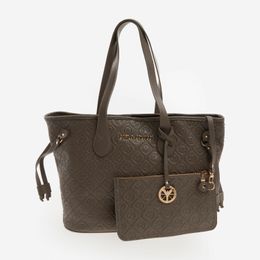 Carlo Colucci Graue Tote Bag mit Monogramm-Muster