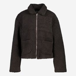 Dunkelbraune Bouclé-Bomberjacke