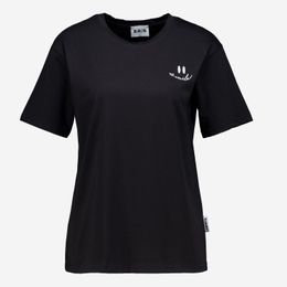 Schwarzes T-Shirt mit Smiley-Motiv