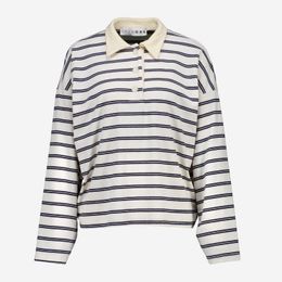 Wei&szlig;es Overized lang&auml;rmliges Poloshirt