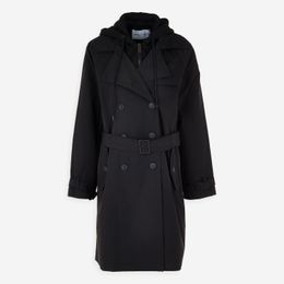 Rebecca Minkoff Schwarzer Trenchcoat mit abnehmbarer Kapuze