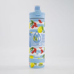 MANNA Hellblaue Italian 3D Trinkflasche mit Fruchtmuster 768ml