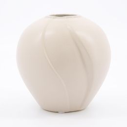 Broste Copenhagen Beigefarbene Leda Vase aus Keramik 15x15cm