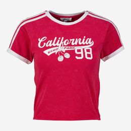Rotes Cropped T-Shirt mit Aufdruck