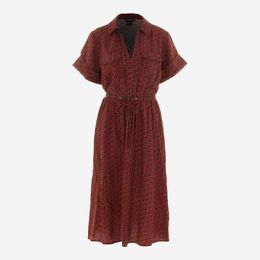 Rostrotes Midikleid mit geometrischem Muster