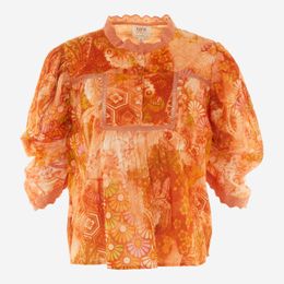 Orangefarbene Bluse mit Blumenmuster