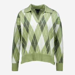 Gr&uuml;ner Pullover mit Argyle-Muster
