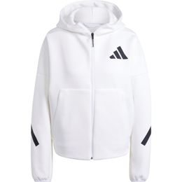 Adidas Z.N.E. Trainingsjacke Damen - weiß - Gr. XL - Polyester/Baumwolle