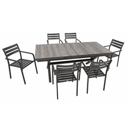 Garden Pleasure Gartenmöbel-Set 'Rana/Treviso' anthrazit 7-teilig