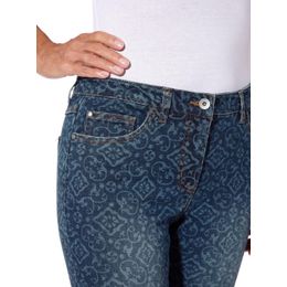 WITT Damen Schlagjeans in 5-Pocket-Form, blue-stone-washed-bedruckt, Gr&ouml;&szlig;e 44