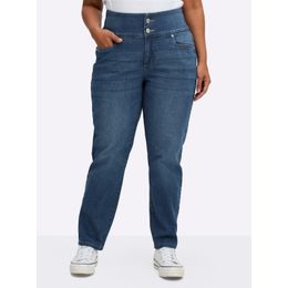 sheego Damen High-waist-Jeans mit schmalem Bein, blue-stone-washed, Gr&ouml;&szlig;e 46