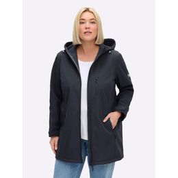 sheego Damen Softshelljacke mit innenliegendem Tunnelzug, tiefblau, Größe 46