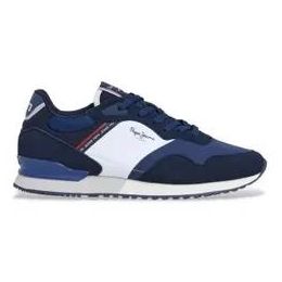 Pepe Jeans f&uuml;r Herren. PMS400012 London Mood Leder Sneakers navy (46), Wohnung, Schn&uuml;rsenkel, L&auml;ssig, Marine