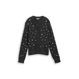 Tom Tailor Denim Knit Cardigan female size XXL Anthracite / Red / White