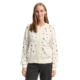 Tom Tailor Denim Strickjacke Damen Gr&ouml;&szlig;e XXL blutrot / schwarz / wollwei&szlig;