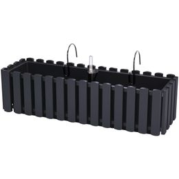 Balkonkasten Prosperplast ""Boardee Fence W" aus Kunststoff", grau (anthrazit), B:58cm H:16,2cm T:18cm, Kunststoff, Pflanzgefäße, BxTxH: 58x18x16,2 cm, inkl. Bewässerungsset und Metallhaken