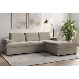 Sit & More Ecksofa SIT & MORE "Moreno L-Form, B: 247 cm", grau (taupe), B:247cm H:82cm T:171cm, 95% Polyester, 5% Polyamid, Sofas, Ecksofa, mit Armteilverstellung, optional Bettfunktion