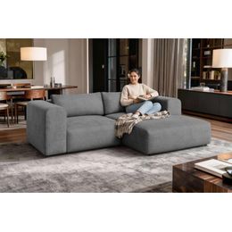 Ecksofa OTTO HOME, B:241cm H:76cm T:168cmdunkelgrau, 100% Polyester, Sofas, "TIARRA Design-Sofa mit Ottomane recht/links bestellbar, Breite 241 cm",