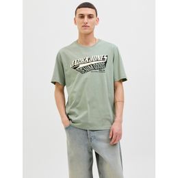 Jack & Jones Rundhalsshirt JACK & JONES "JJELOGO TEE SS O-NECK 2 COL AW25 SN", Herren, Gr. XXL, grün (iceberg grün), Jersey, Obermaterial: 100% Baumwolle, bedruckt, regular fit normal, Rundhals, Shirts