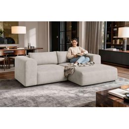 Ecksofa OTTO HOME, B:241cm H:76cm T:168cmhellbeige, 100% Polyester, Sofas, "TIARRA Design-Sofa mit Ottomane recht/links bestellbar, Breite 241 cm",